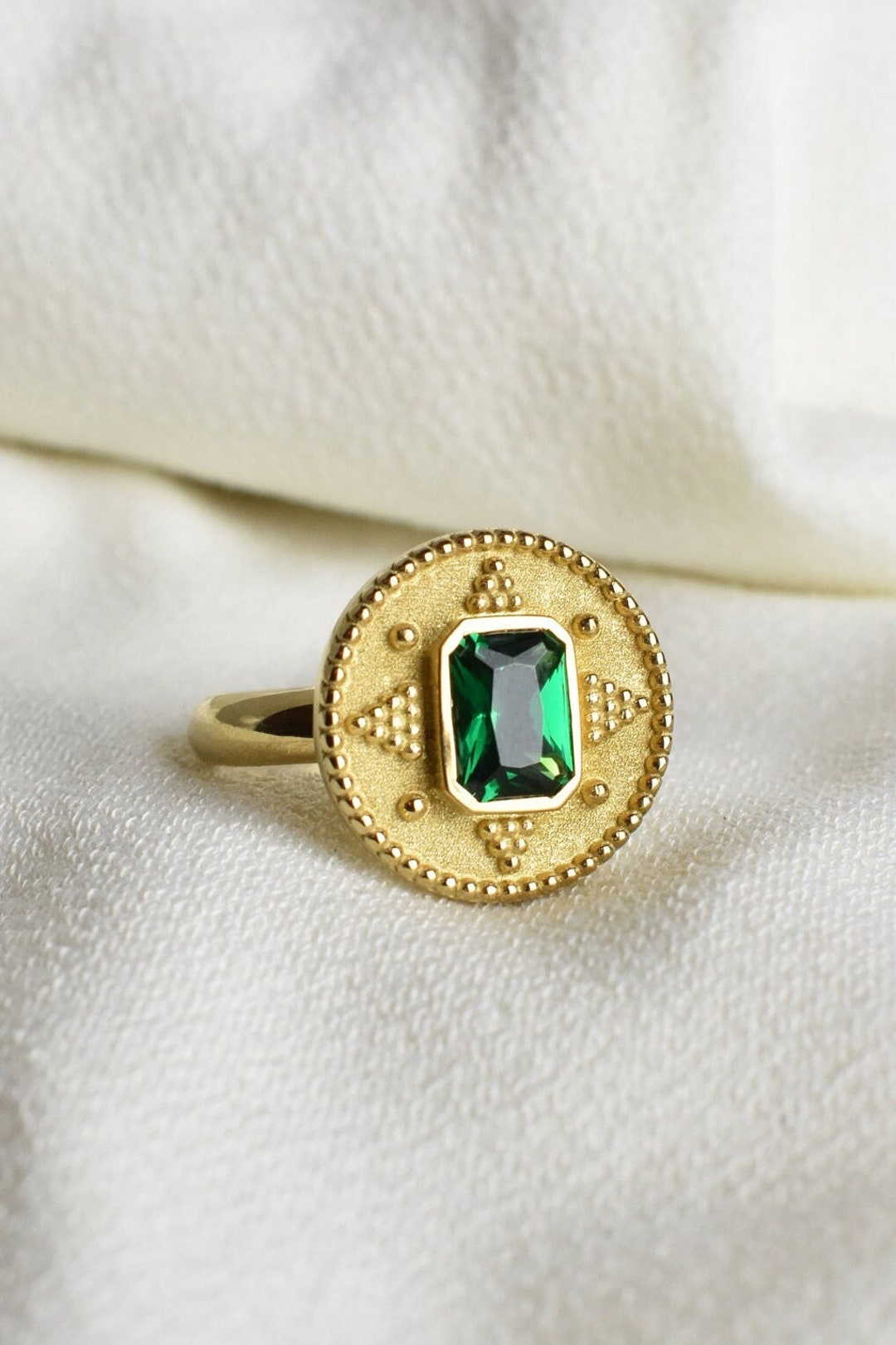 14K Gold Medieval Emerald Ring, 17th Century Spanish Emerald Ring ...