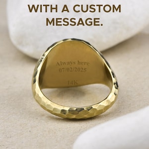 14K Gold Koi Fish Signet Ring, Hammered Japanese Jewelry, Yin Yang ...