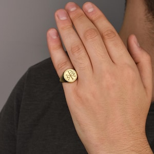 14K Gold Chi Rho Symbol Signet Ring, Greek PX Jewelry, Christogram Ring ...