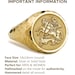 14K Real Gold Saint George Signet Ring, Hammered Catholic Jewelry ...