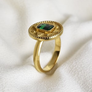 14K Gold Medieval Emerald Ring, 17th Century Spanish Emerald Ring ...