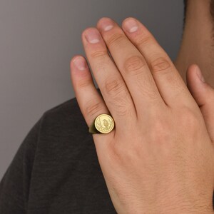 14K Solid Gold Raven Bird Signet Ring, Gold Crow Ring, Gothic Gold Ring ...