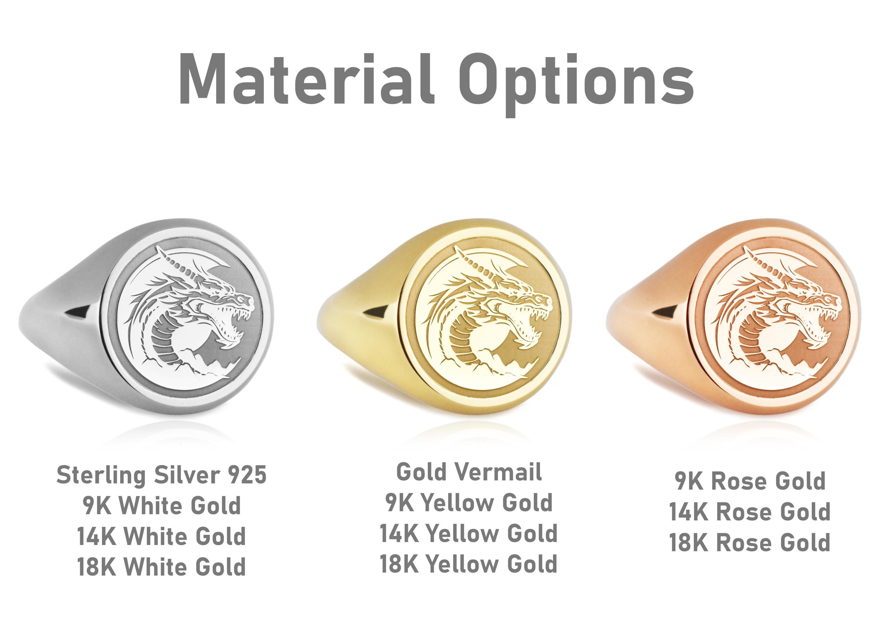 14K Solid Gold Dragon Signet Ring, Year of the Dragon Ring, Chinese ...