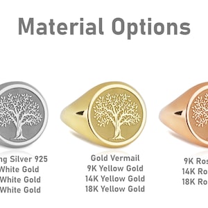 14K Gold Tree of Life Signet Ring, Personalized Family Tree Ring, Women ...