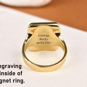 14K Gold King of Heart Signet Ring, Playing Card Rectangle Ring, Casino ...