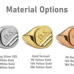 14K Gold Initials Signet Ring for Men, Monogram Signet Ring, Cushion ...