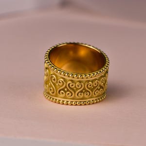 14K Gold Ancient Greek Ring for Women, Byzantine Jewelry, Gold Medieval ...