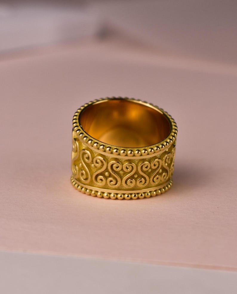 14K Gold Ancient Greek Ring for Women, Byzantine Jewelry, Gold Medieval ...