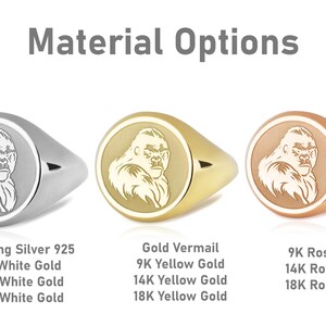 14K Gold Gorilla Signet Ring, Silverback Gorilla Ring, Harambe Jewelry ...