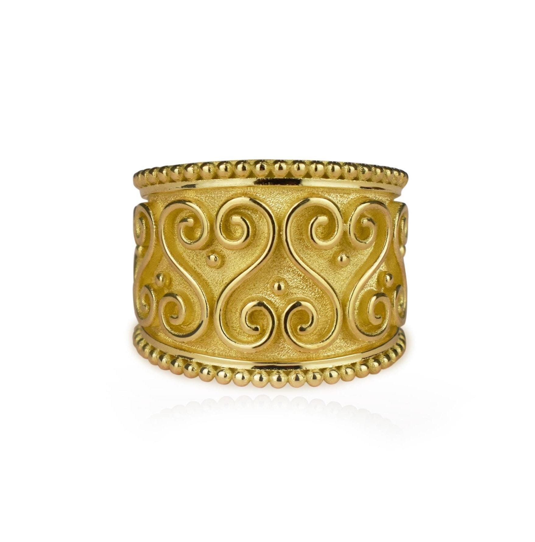 14K Gold Ancient Greek Ring for Women, Byzantine Jewelry, Gold Medieval ...
