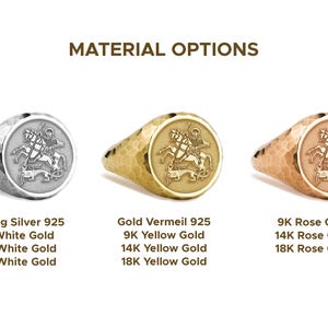 14K Real Gold Saint George Signet Ring, Hammered Catholic Jewelry ...
