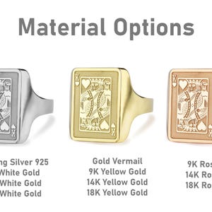 14K Gold King of Heart Signet Ring, Playing Card Rectangle Ring, Casino ...