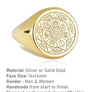 14K Gold Seven Archangel Signet Ring, Occult Signet Ring, Seal of the 7 ...