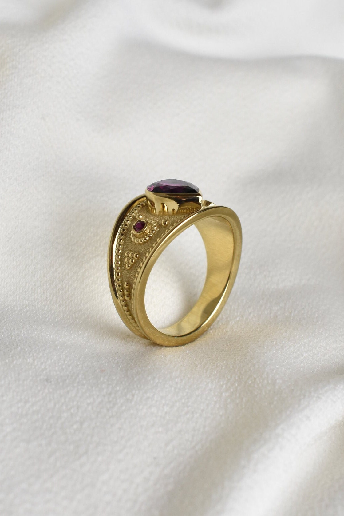Gold Etruscan Ruby Ring, Etruscan Jewelry, Italian Gold Ring, Imperial ...