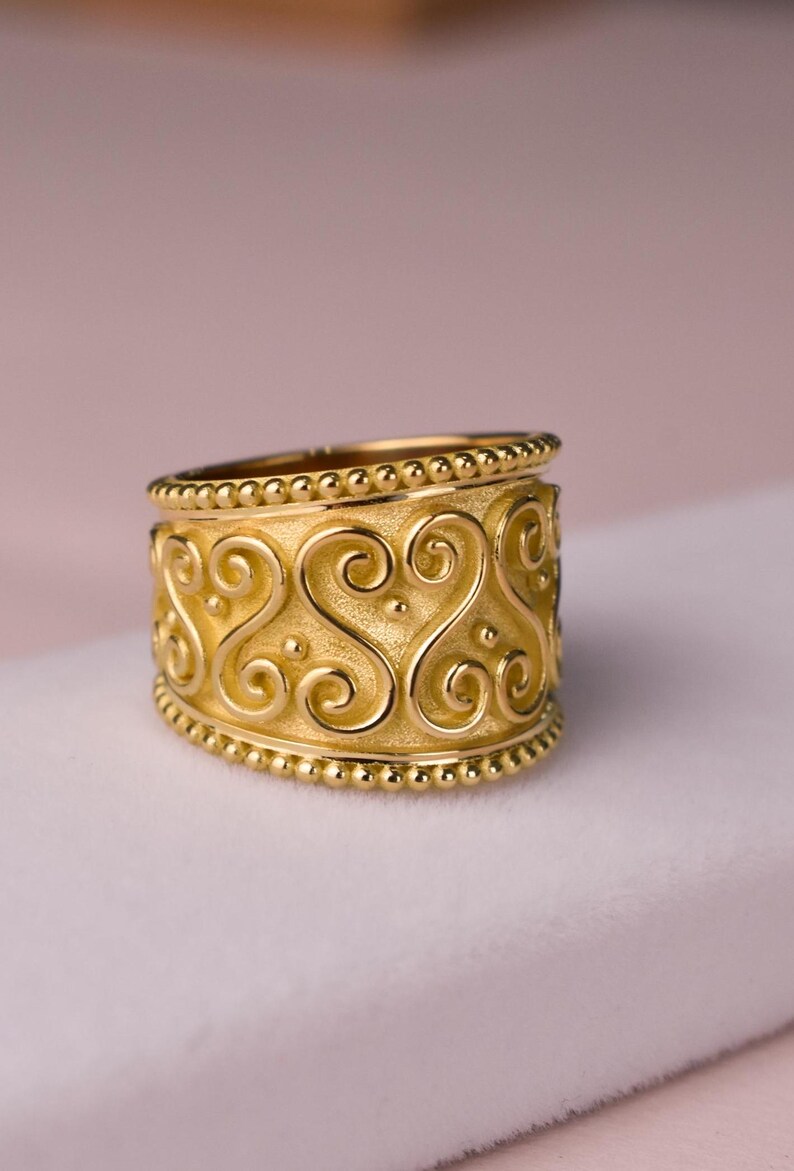 14K Gold Ancient Greek Ring for Women, Byzantine Jewelry, Gold Medieval ...