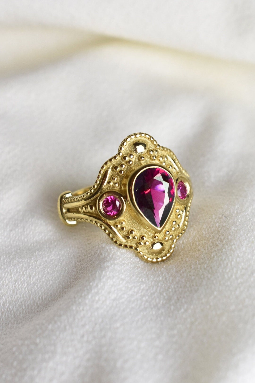 Gold Filigree Ruby Ring, Ancient Greek Ruby Ring, Red Ruby Stone Ring ...