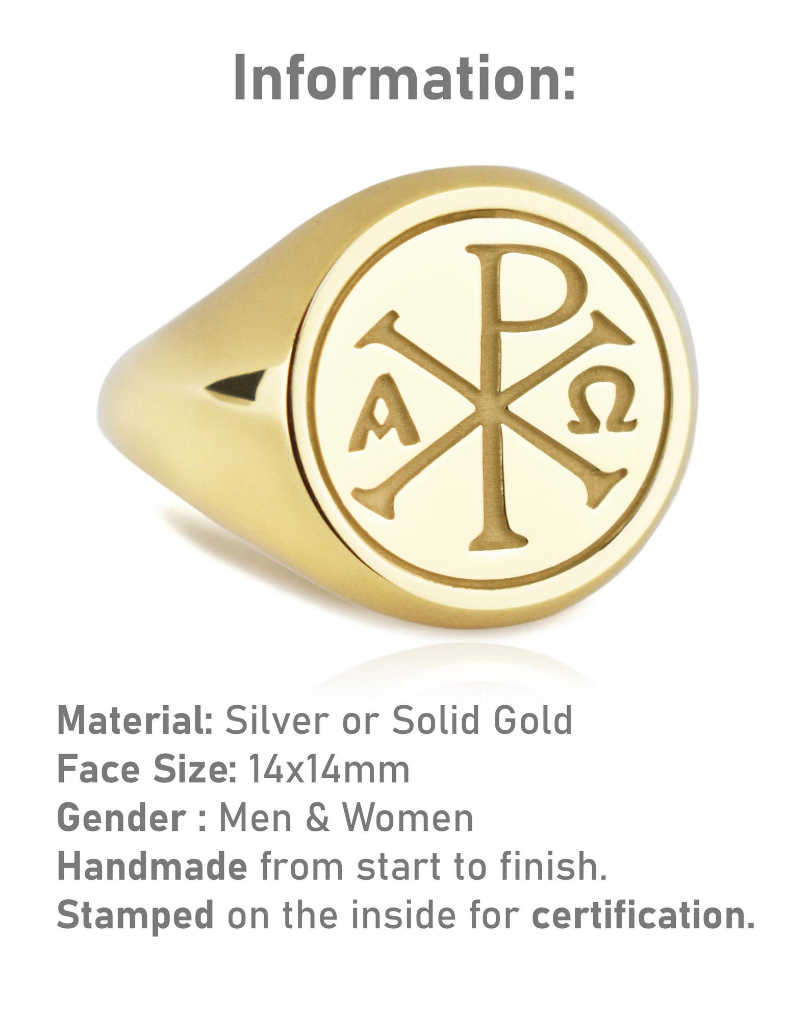 14K Gold Chi Rho Symbol Signet Ring, Greek PX Jewelry, Christogram Ring ...