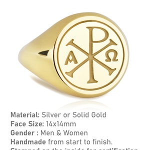 14K Gold Chi Rho Symbol Signet Ring, Greek PX Jewelry, Christogram Ring ...