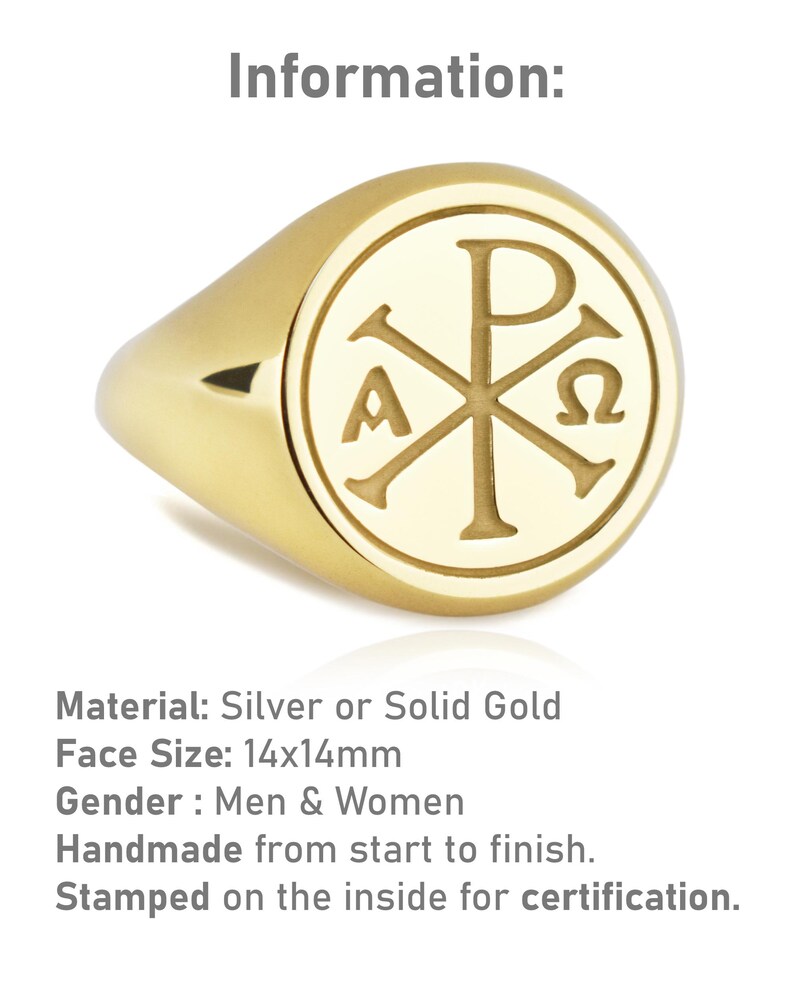 14K Gold Chi Rho Symbol Signet Ring, Greek PX Jewelry, Christogram Ring ...