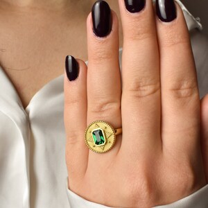 14K Gold Medieval Emerald Ring, 17th Century Spanish Emerald Ring ...