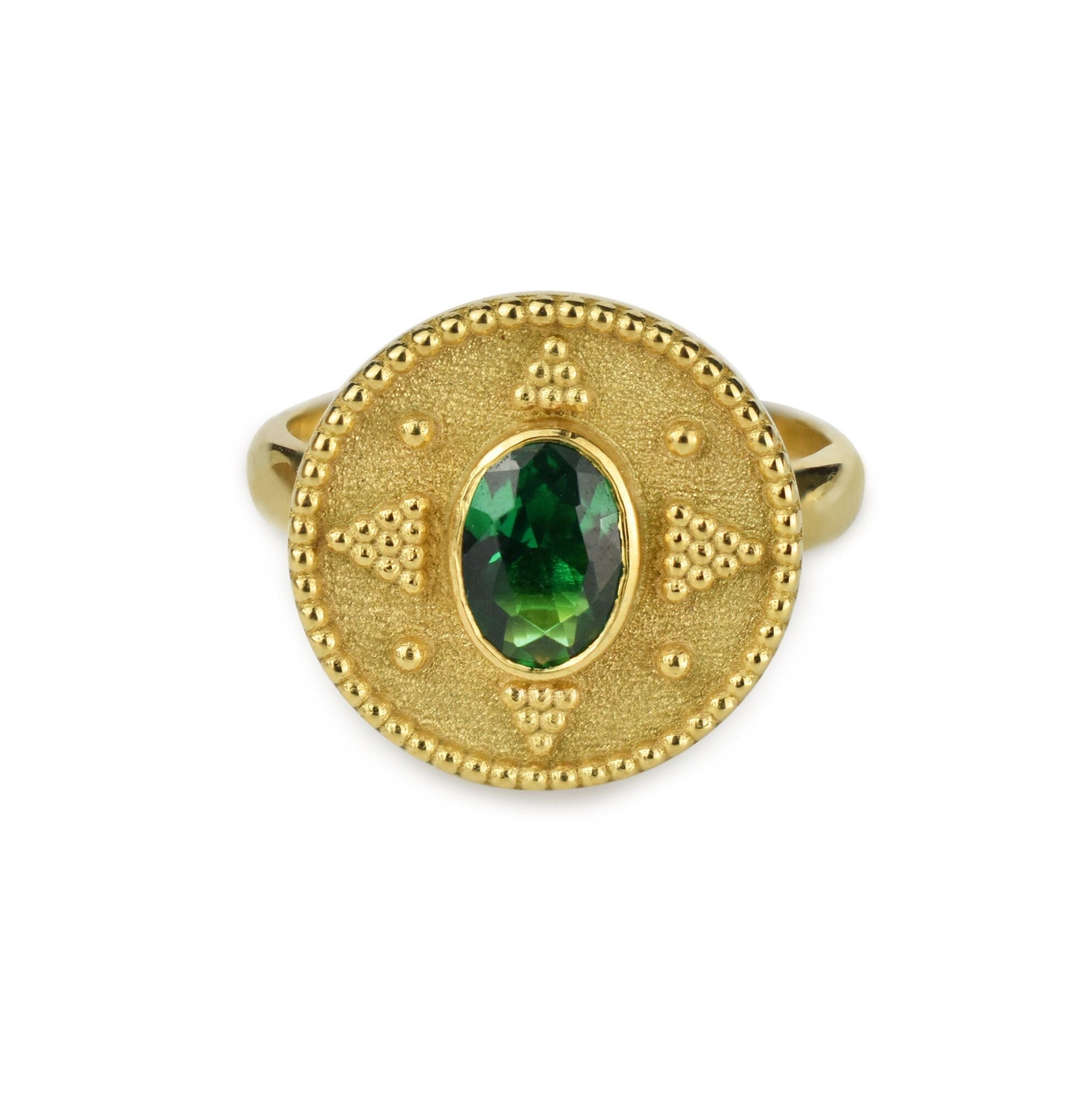 14K Gold Emerald Multi Stone Ring, Oval Emerald Ring for Women ...