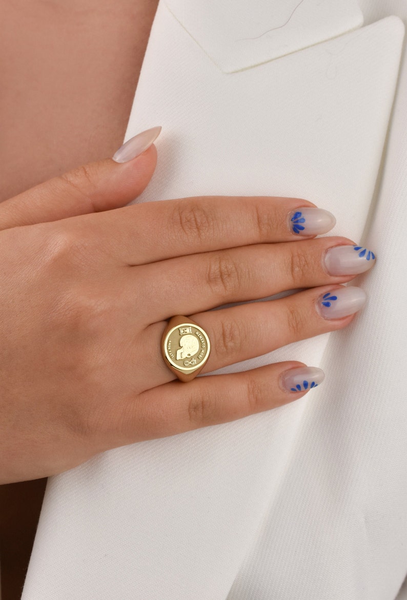 14K Solid Gold Memento Mori Signet Ring, Amor Fati Gold Ring, Stoicism ...