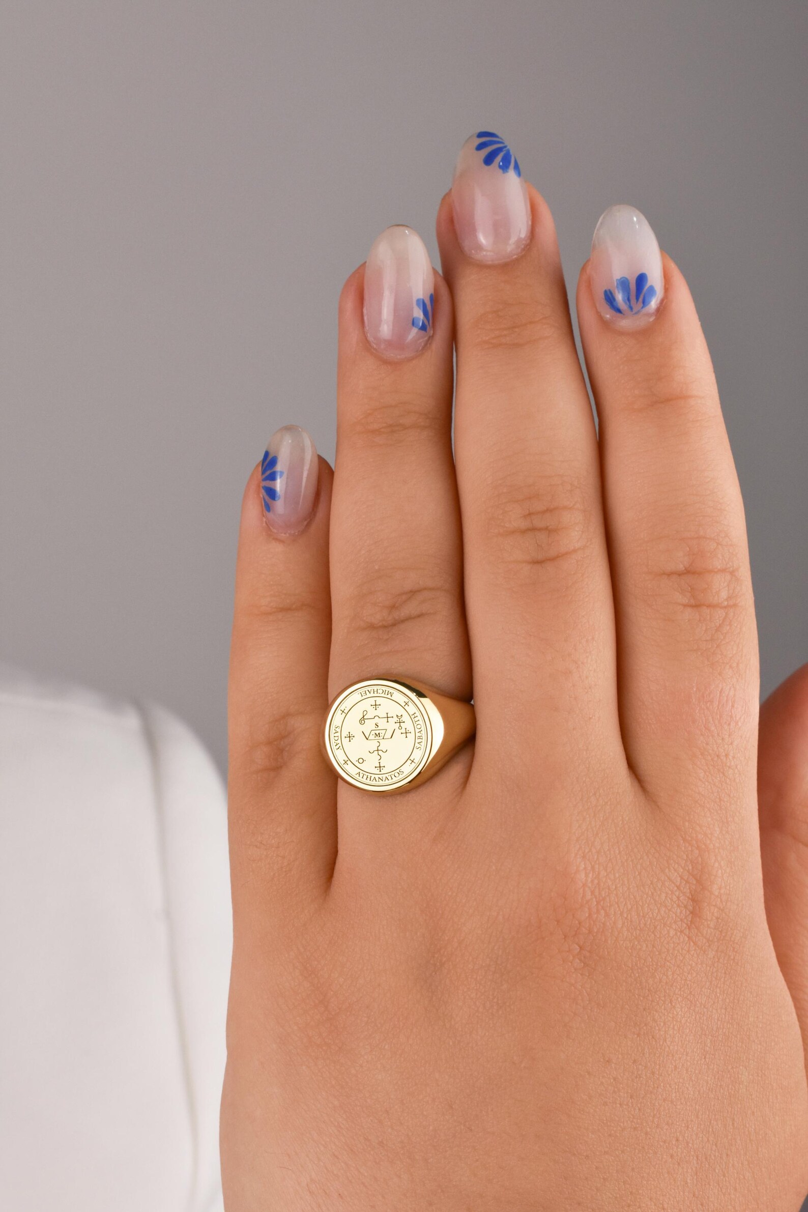 14K Solid Gold Michael Archangel Sigil Ring, Seal of Archangel Michael ...