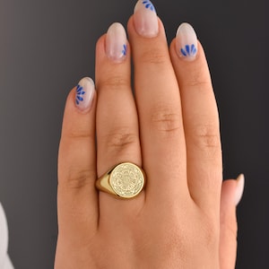 14K Gold Seven Archangel Signet Ring, Occult Signet Ring, Seal of the 7 ...