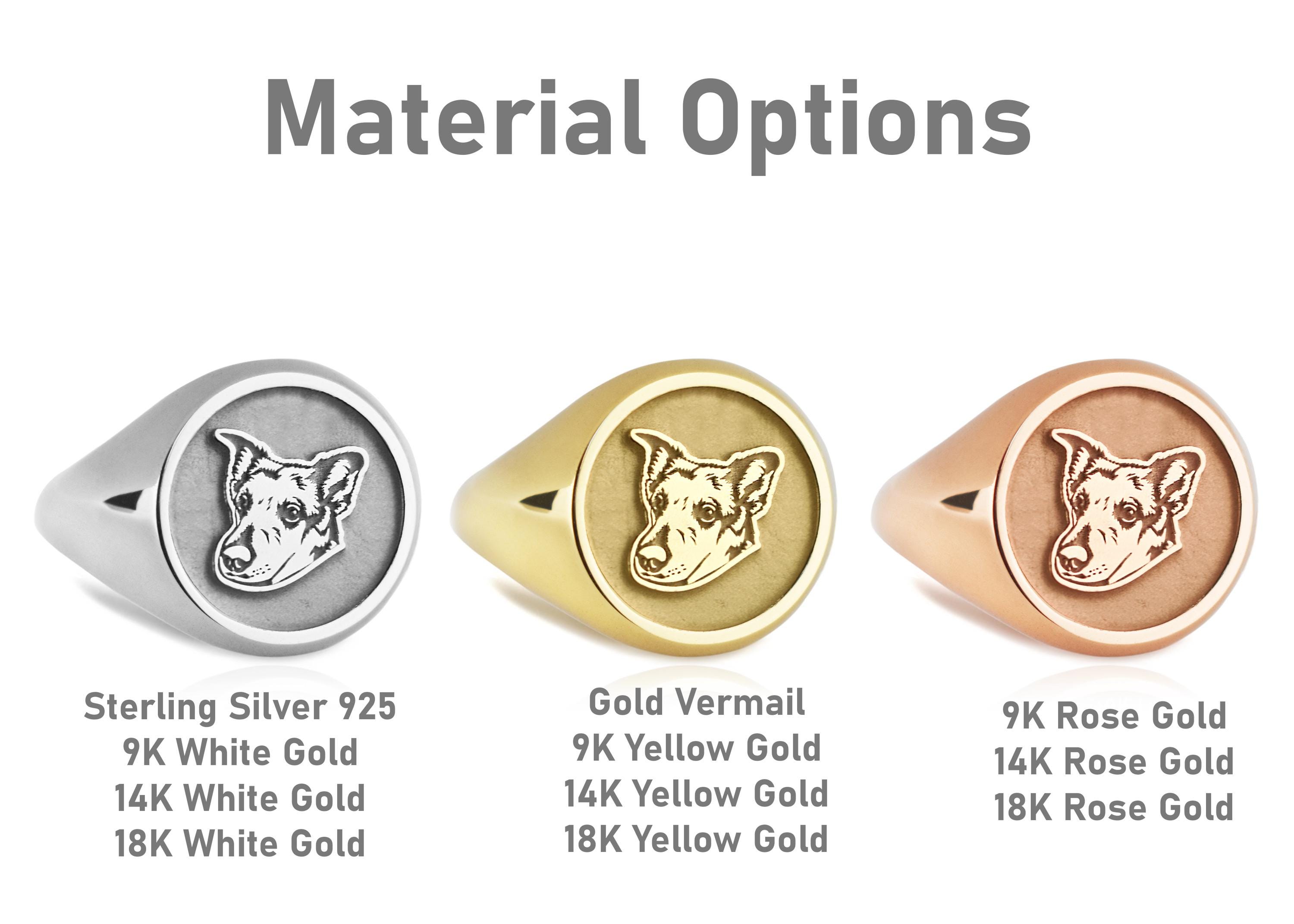 14K Gold Custom Pet Signet Ring for Men & Women, Personalized Puppy ...