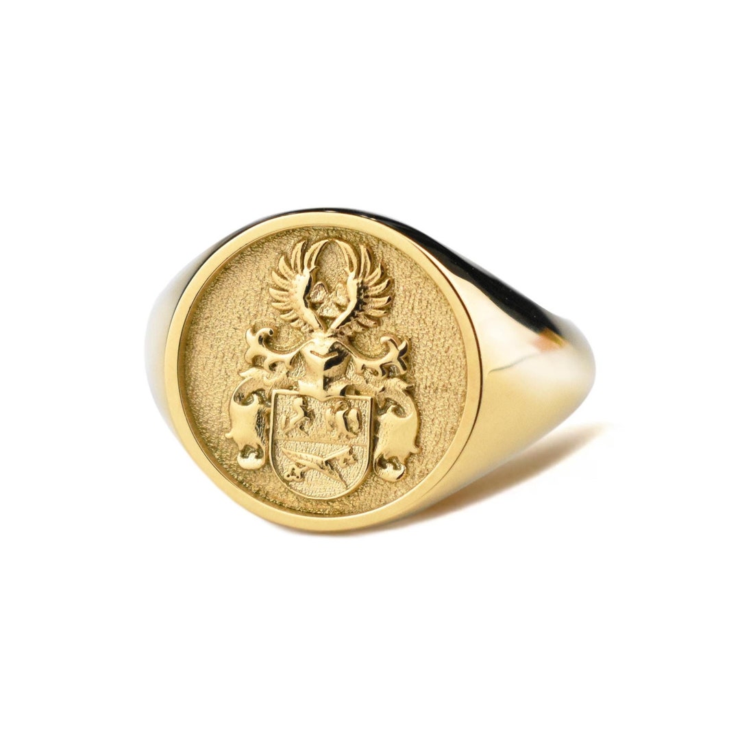 Custom Family Crest Signet Ring for Men & Women, Personalized Coat of ...