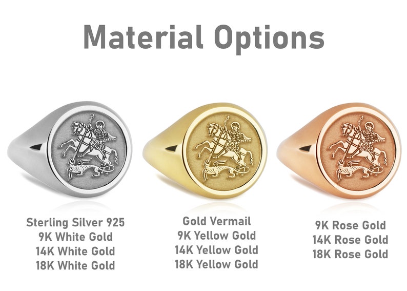 14K Gold Saint George and the Dragon Signet Ring, Sovereign Gold Ring ...