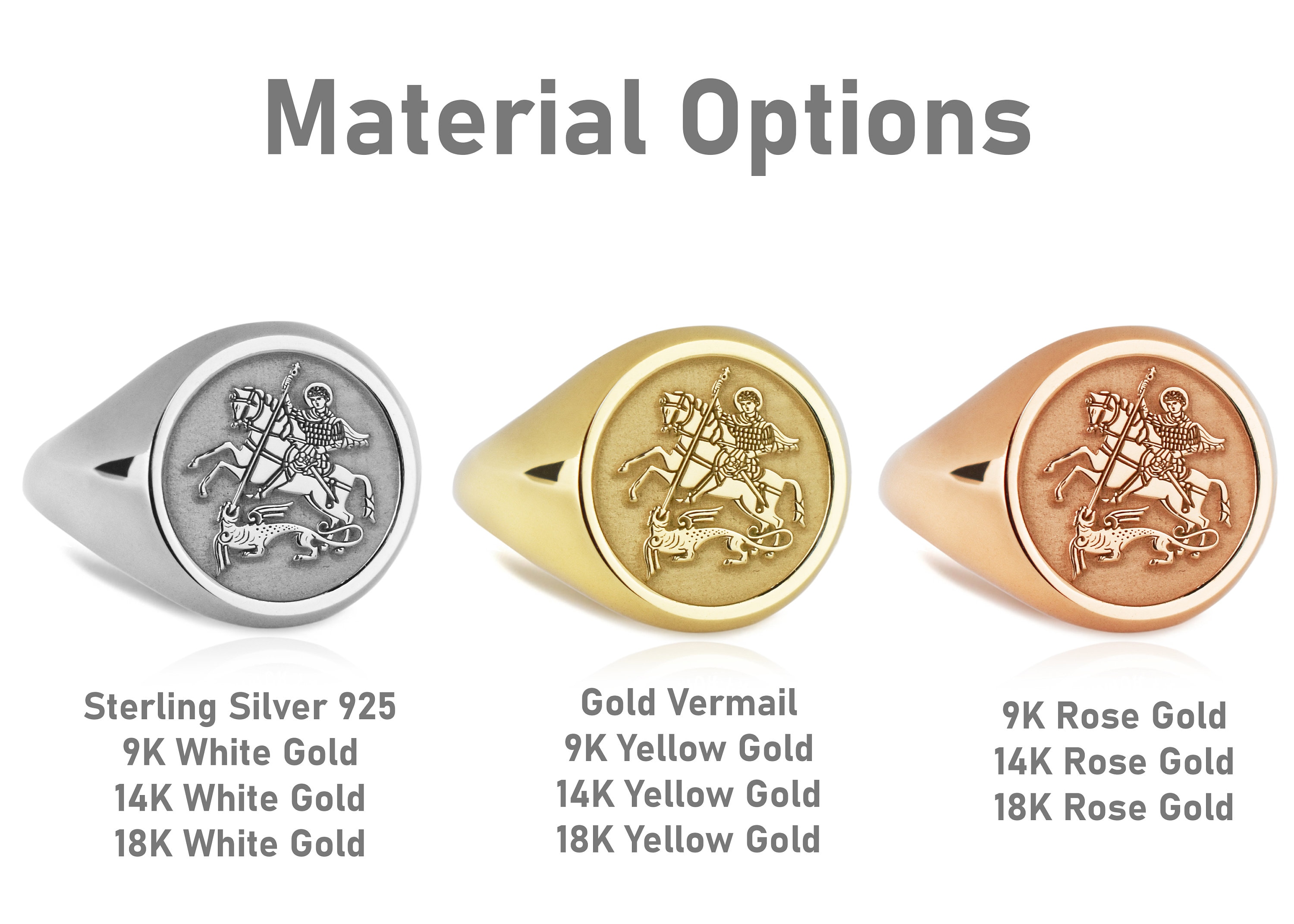 14K Gold Saint George and the Dragon Signet Ring, Sovereign Gold Ring ...