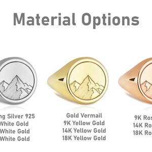 14K Solid Gold Mountain Signet Ring, Wanderlust Jewelry, Mountainside ...