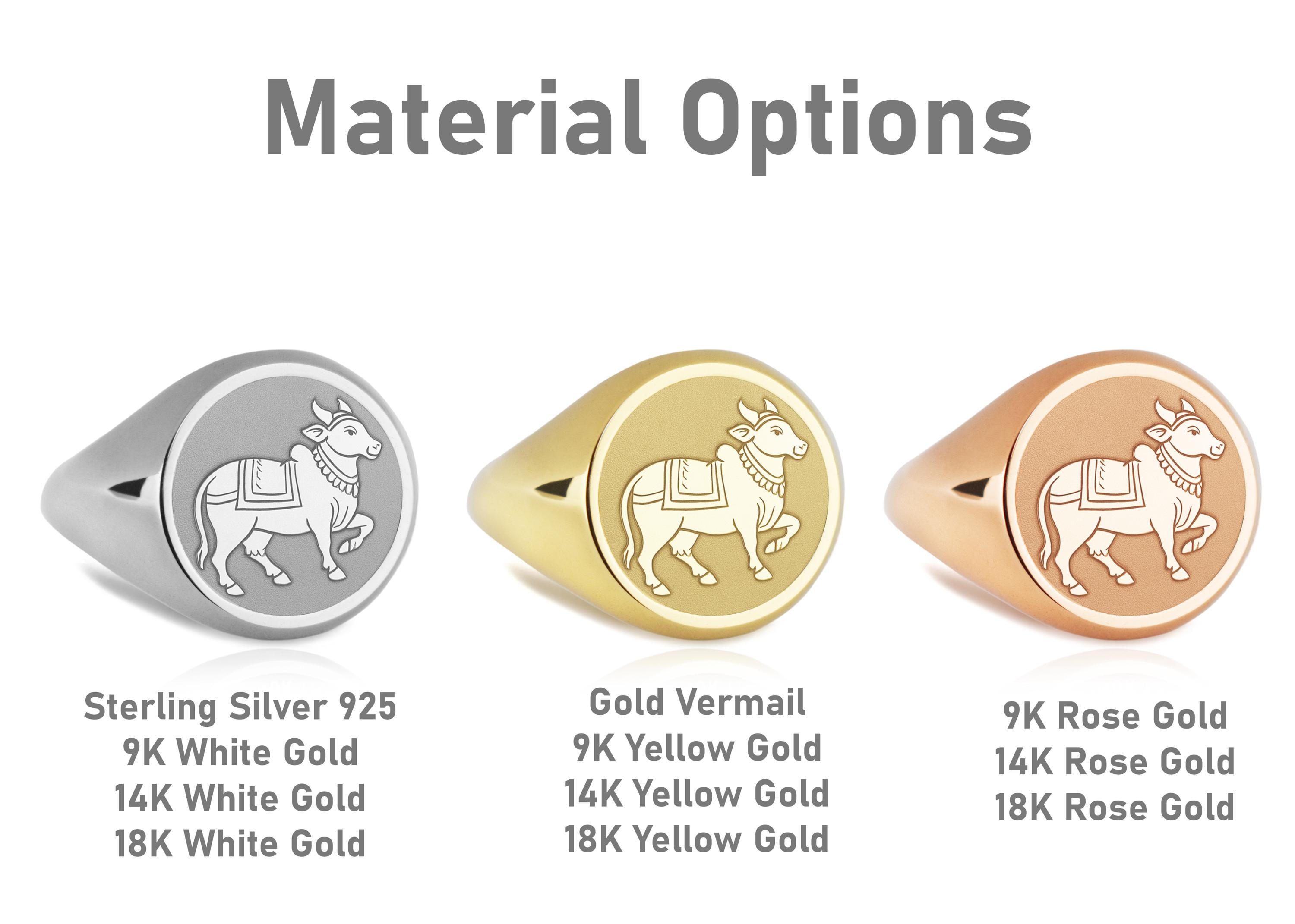 14K Solid Gold Nandi Signet Ring, Hindu Deity Ring, Spiritual Jewelry ...