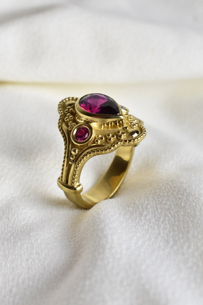 Gold Filigree Ruby Ring, Ancient Greek Ruby Ring, Red Ruby Stone Ring ...