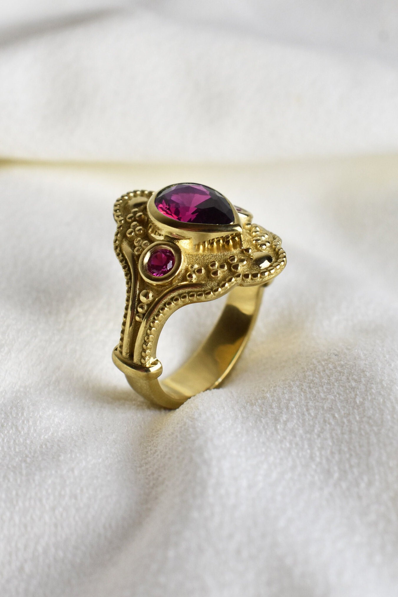 Gold Filigree Ruby Ring, Ancient Greek Ruby Ring, Red Ruby Stone Ring ...