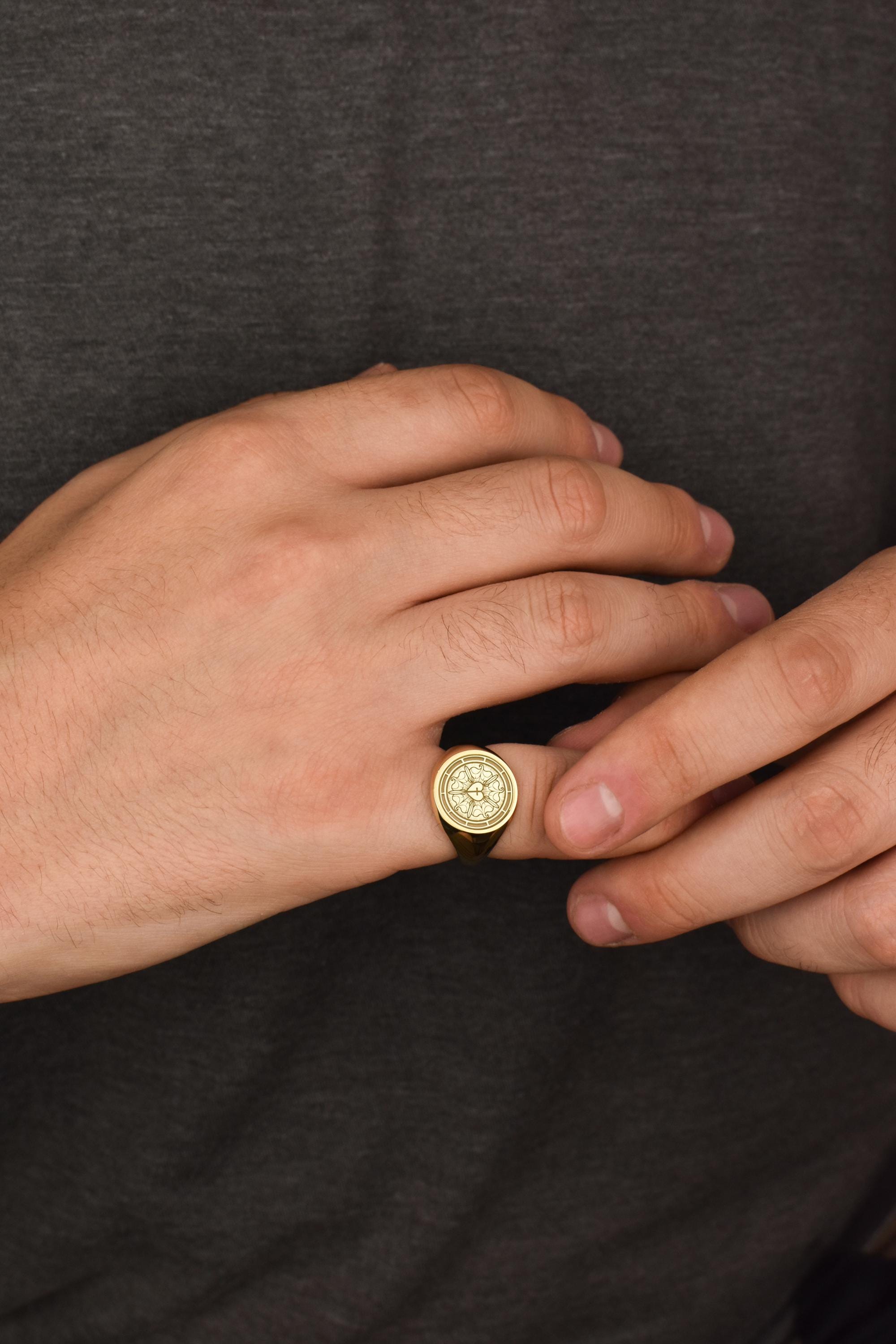 14K Gold Luther Rose Signet Ring, Martin Luther Seal Ring, Lutheran ...