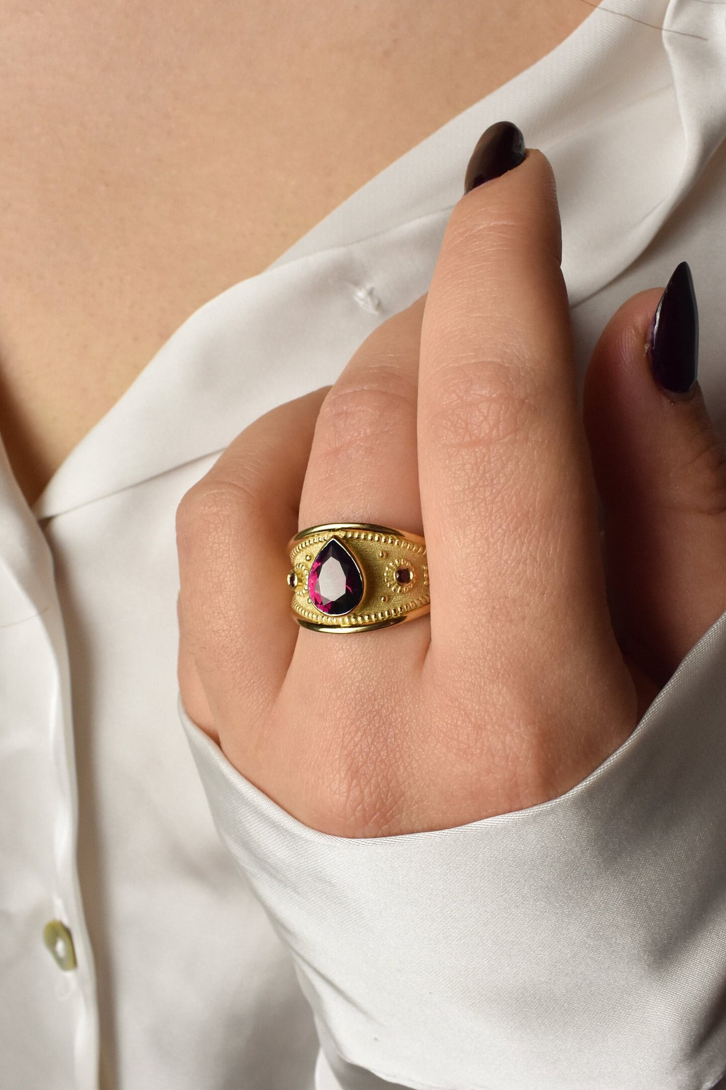 Gold Etruscan Ruby Ring, Etruscan Jewelry, Italian Gold Ring, Imperial ...