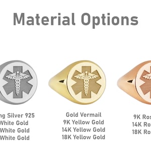 14K Gold Medical Symbol Signet Ring, Medic Round Ring, Gift for Doctor ...