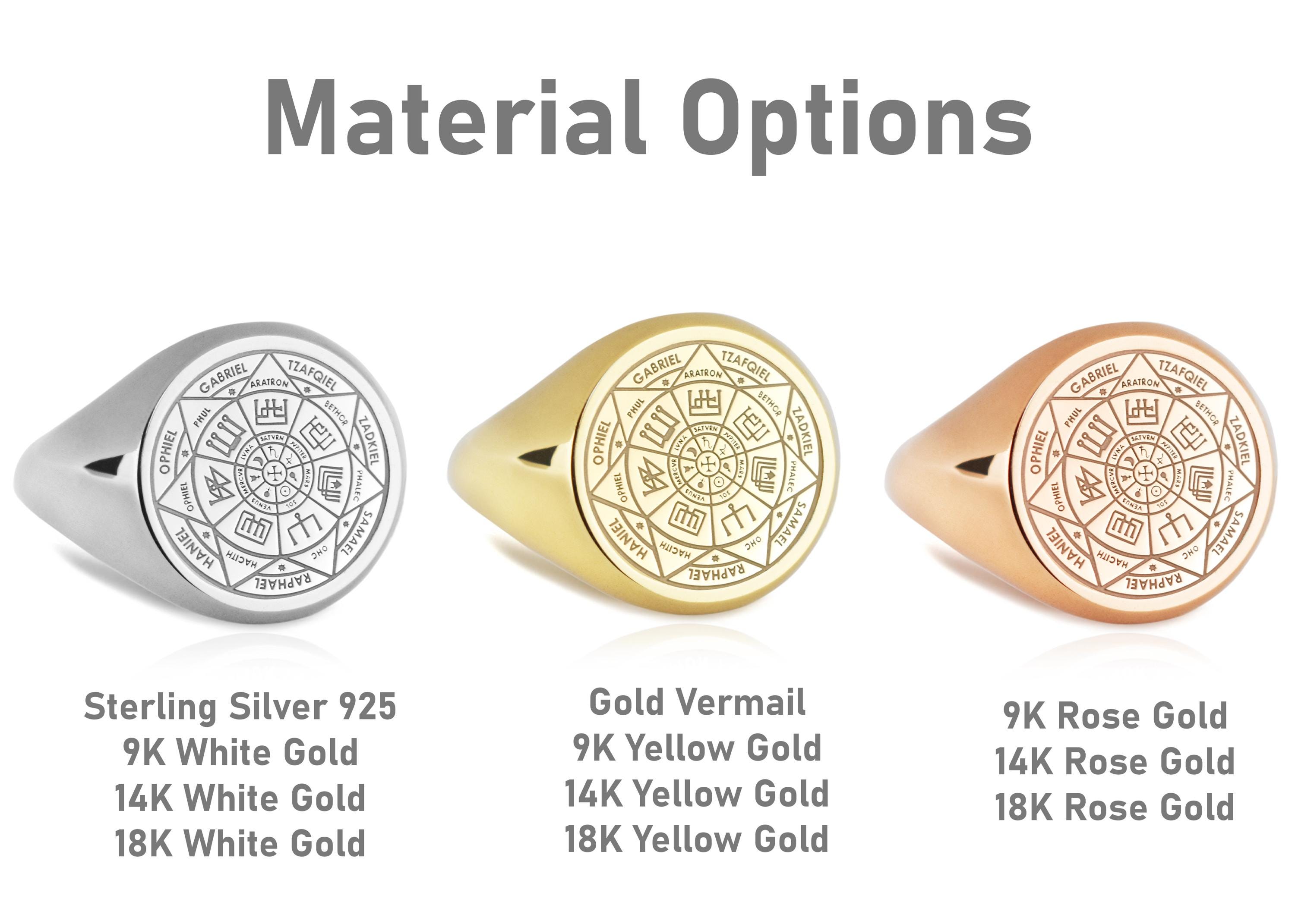14K Gold Seven Archangel Signet Ring, Occult Signet Ring, Seal of the 7 ...