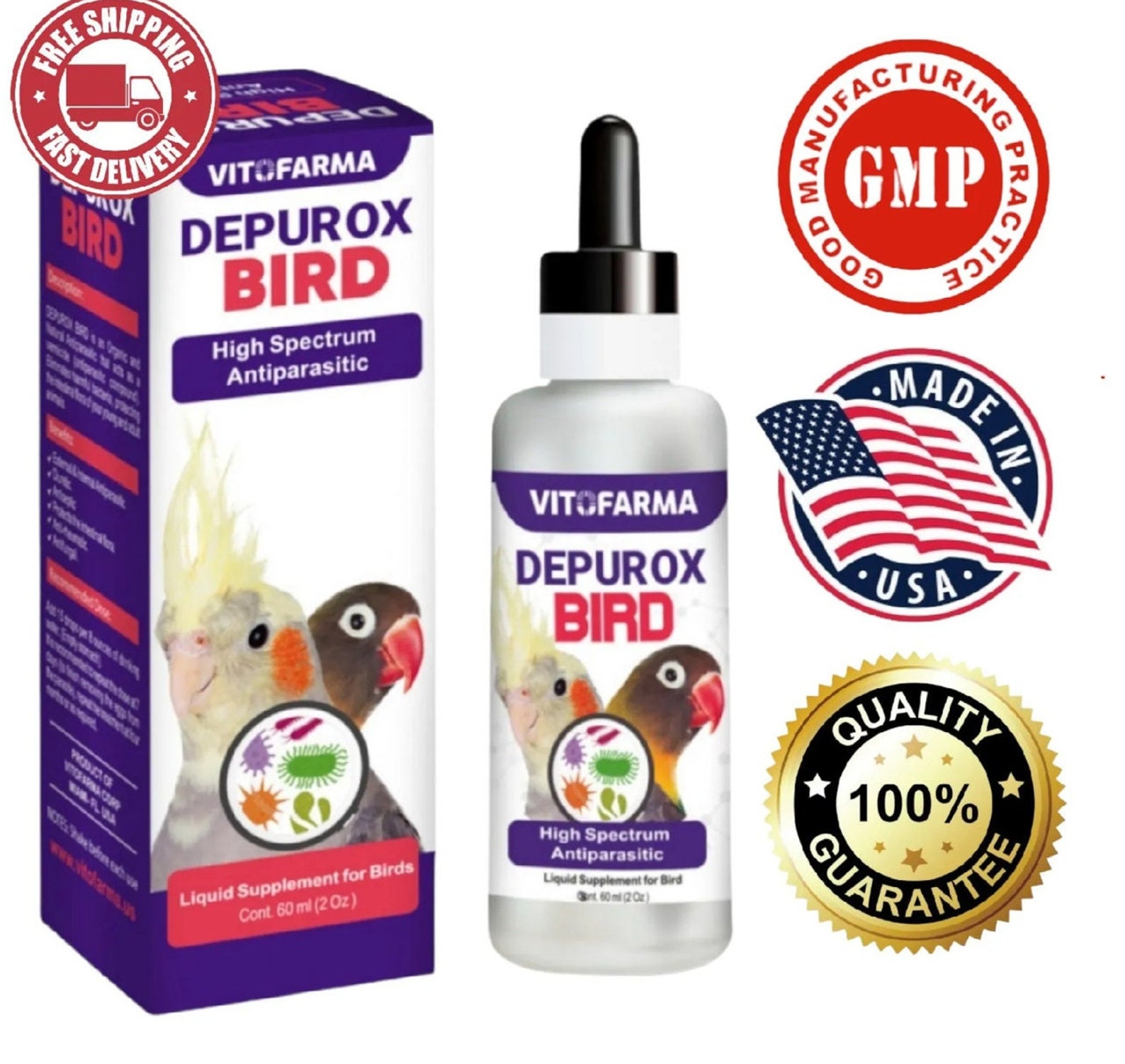 Dewormer for Bird Vitofarma Depurox Bird 60ml ANTIPARASITIC SUPPLEMENT ...