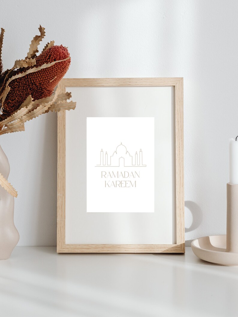 Minimalist Ramadan Kareem Wall Art, Neutral Mosque Art, Islamic Wall ...