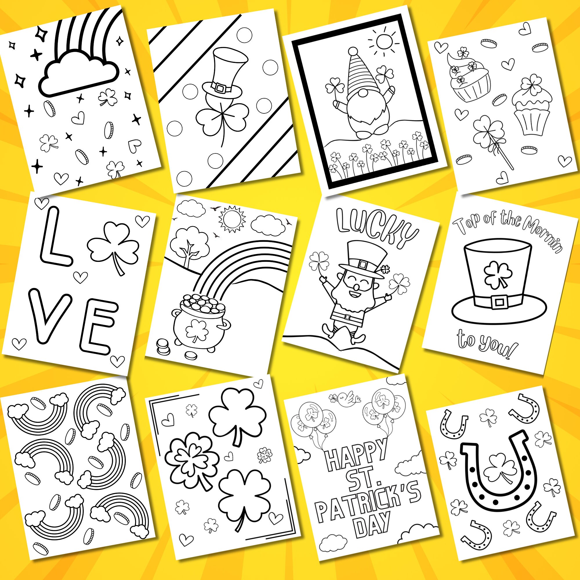 St. Patrick's Day Coloring Page Set, Instant Download, Saint Paddy's ...