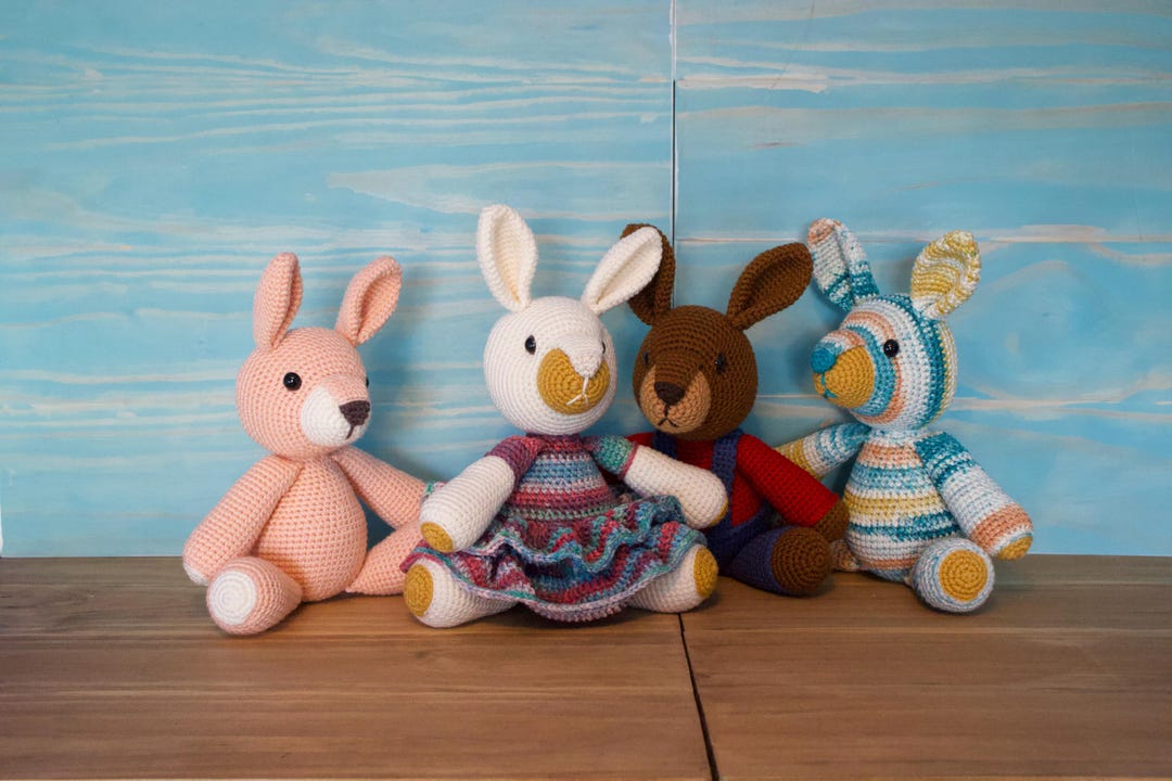Bunny Rabbit Plushies - Dressed Bunny Plushies - Amigurumi Crochet ...