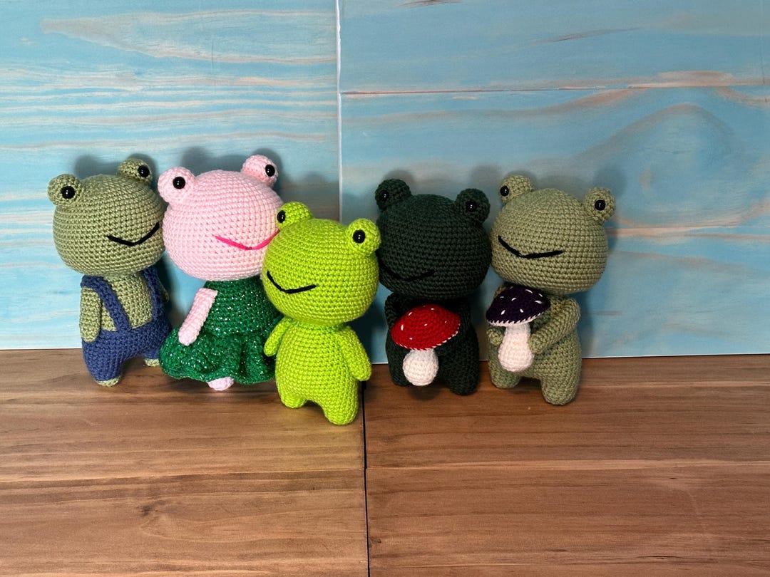 Frog Plushies - Amigurumi Crochet Frog Stuffed Animal Plushie - Dressed ...