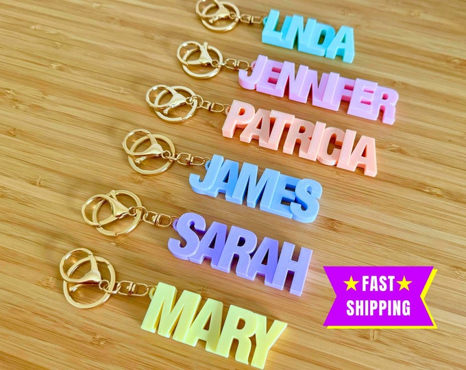 Personalized Name Keychain: 3D Printed Name Tag, Pastel Color, Bag ...