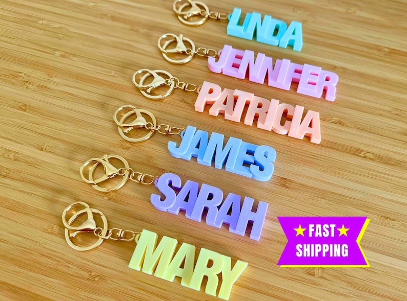 Personalized Name Keychain, 3D Printed, Name Tag, Bag Charm, Keyring ...