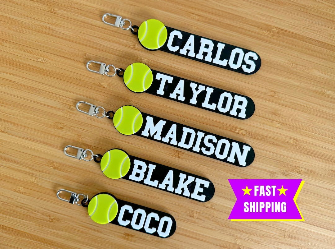 Tennis Personalized Keychain, 3D Printed, Name Tag, Bag Charm, Keyring ...