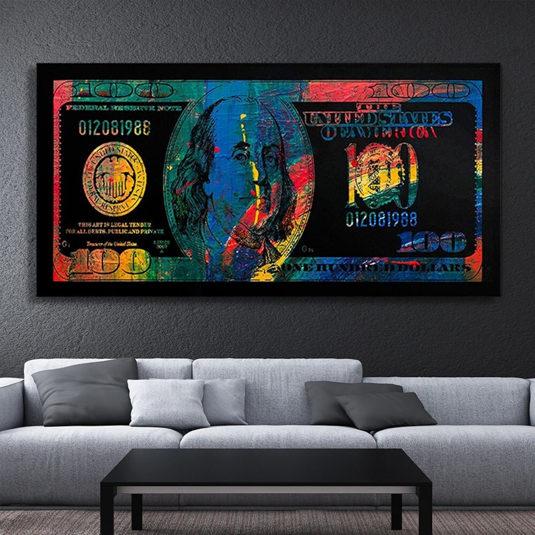 100 Dollar Bill Canvas _ Street Art on Canvas _ Hundred Dollar Bill ...