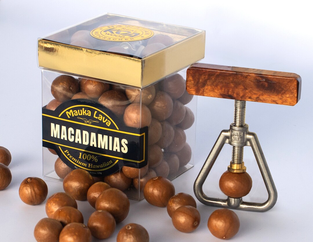 Premium Hawaiian Macadamia Nuts With Koa Wood Nut Cracker Hawaiian Koa ...